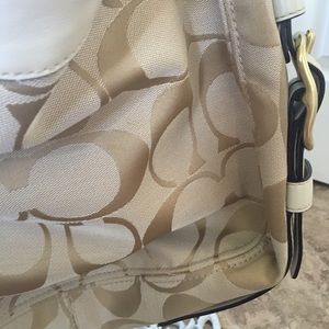 Coach | Bags | Coach Ivory Logo Leather Handbag | Poshmark